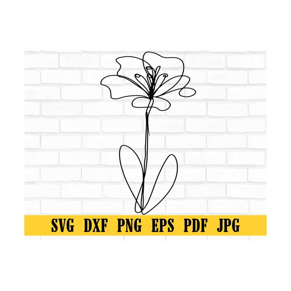 Flowers Line Art svg, Flower SVG, Flower Vector , Hand Drawn | Inspire ...