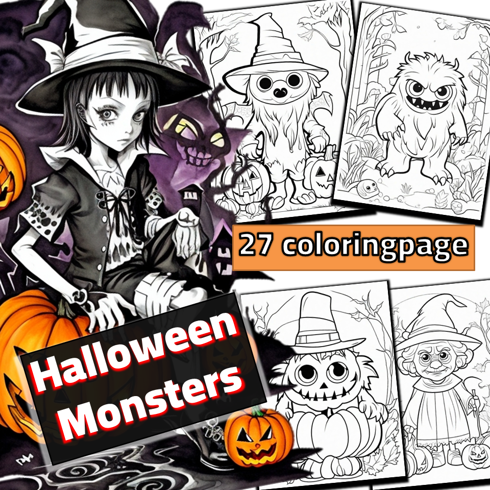 Halloween monsters, 27 coloring pages for kids, witch, pumpk | Inspire ...