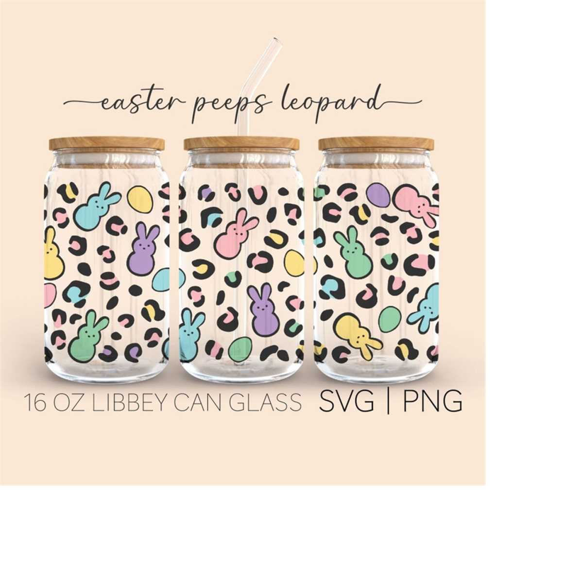 Eater Peeps Leopard 16 Oz Glass Can Cut File, Easter Leopar | Inspire Uplift