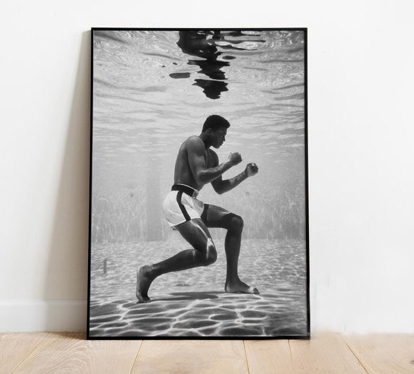 Muhammad Ali Vintage Photo Training underwater 1961 Poster, - Inspire ...