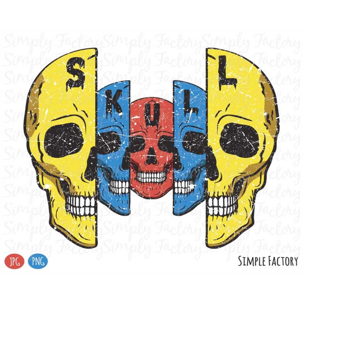 Retro Colorful Skull Png, Hallowen Skull png, Colorful Skull | Inspire ...