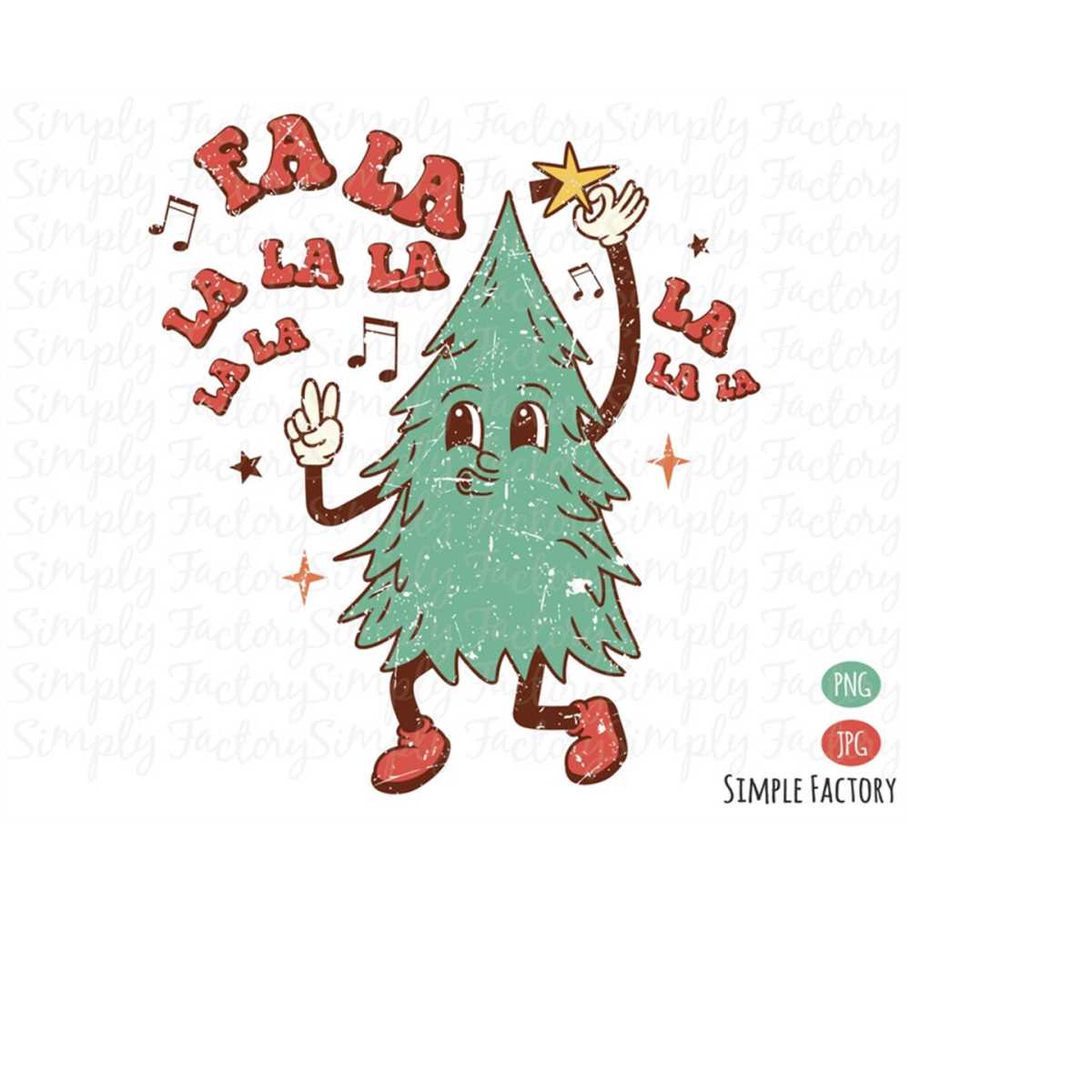 Retro Groovy Fa La La Christmas Tree Png, Fa La La Christmas | Inspire ...