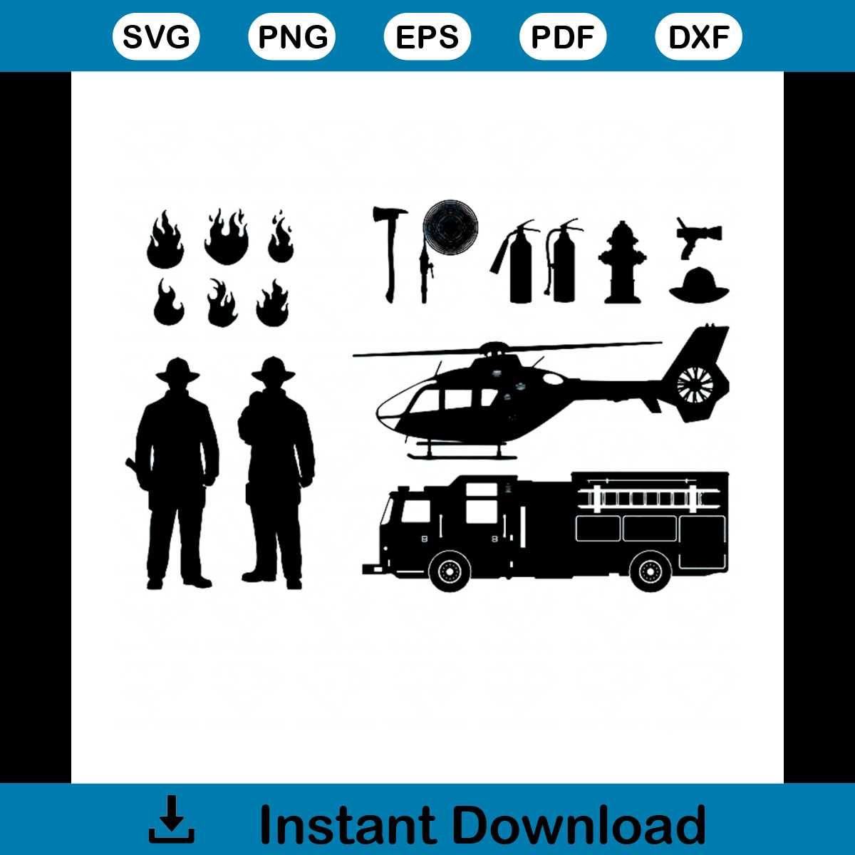 Black Firefighter Fire Fighting Equipment Svg, Vehicle Svg, | Inspire ...