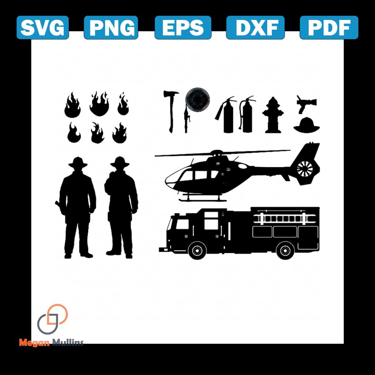 Black Firefighter Fire Fighting Equipment Svg, Vehicle Svg, | Inspire ...