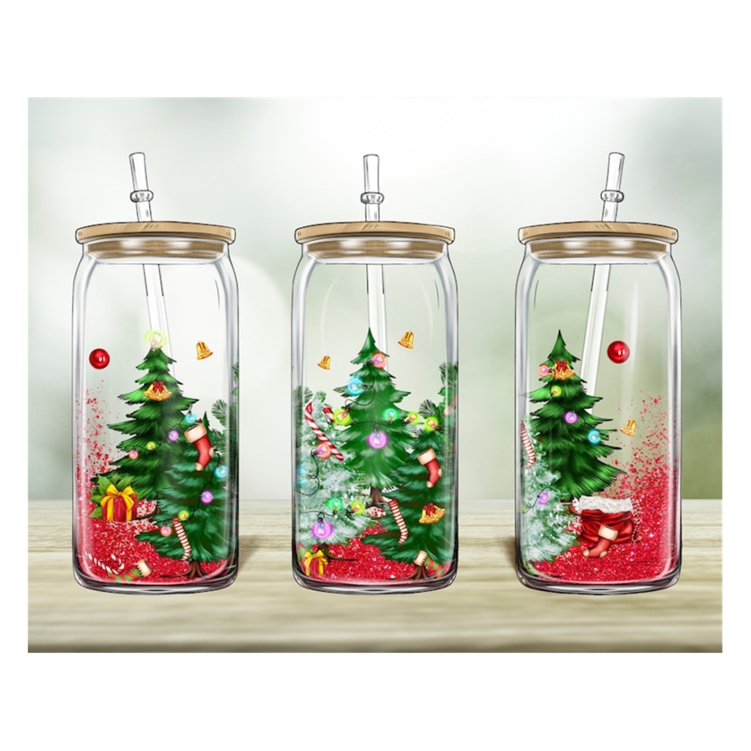 Christmas Trees Libbey Glass Png Sublimation Design, 16oz Li | Inspire ...
