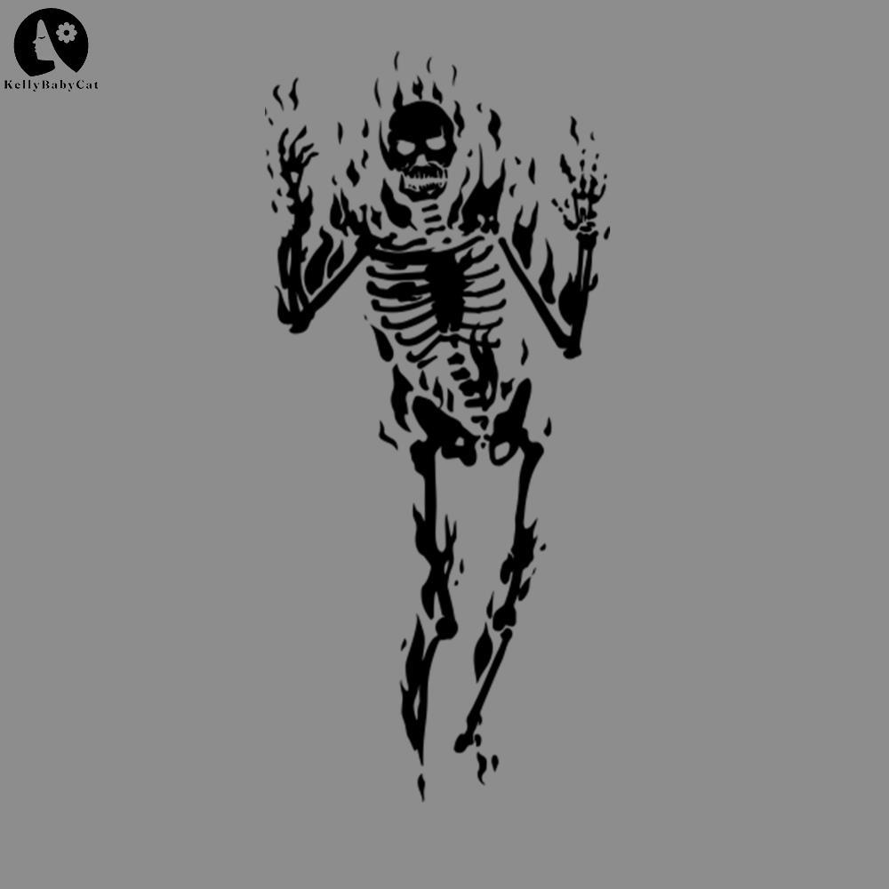 The Flaming Skeleton black Halloween PNG Download | Inspire Uplift