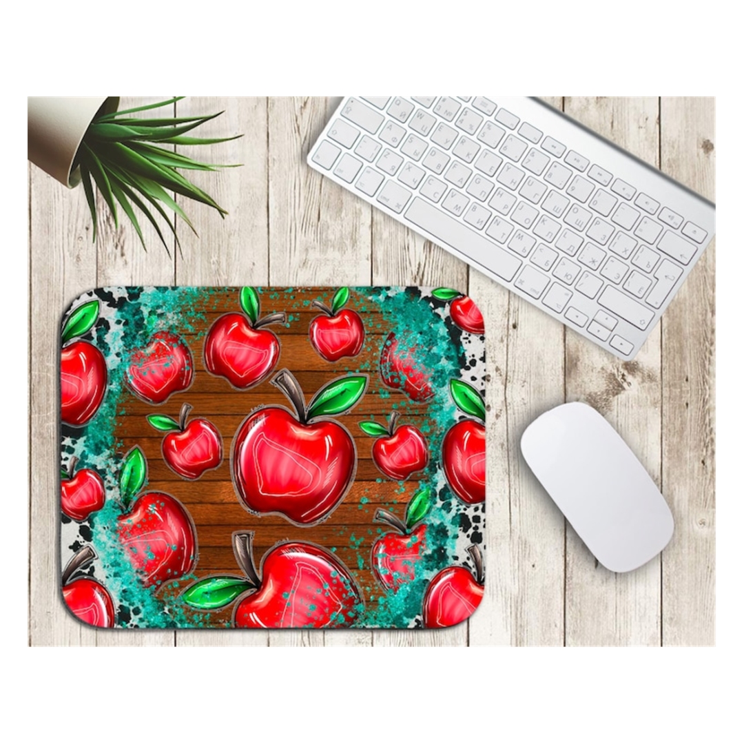 Teacher Wood Apple Mouse Pad Sublimation Png, Apple Mouse Pa - Inspire ...