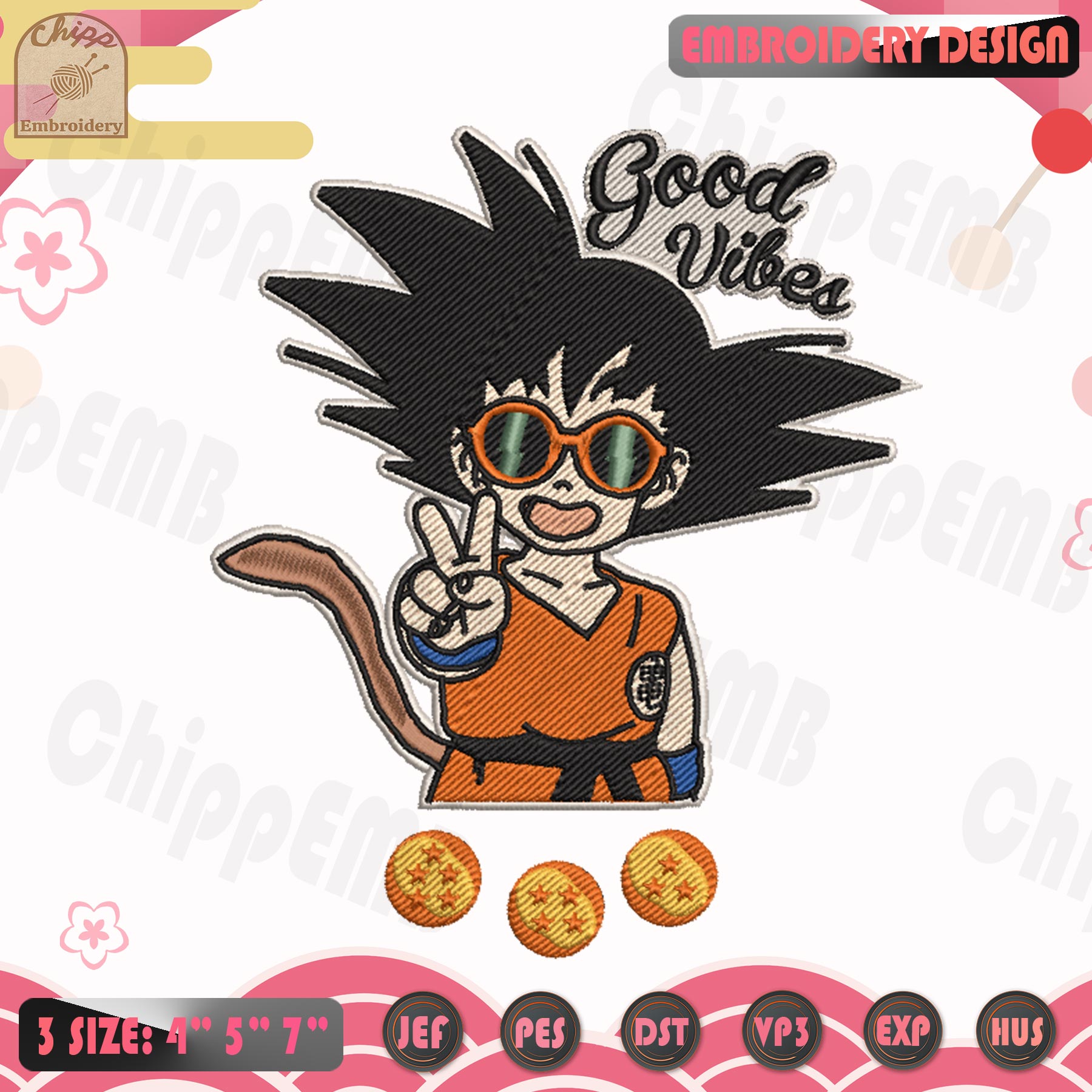Goku Embroidery Design, Dragon Ball Embroidery Design, Anime - Inspire ...