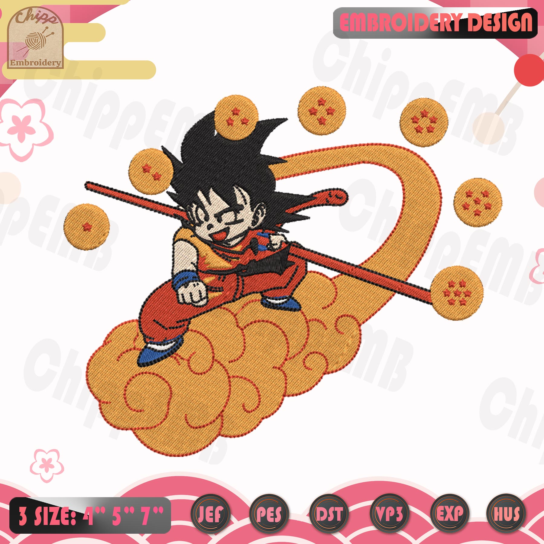 Goku Embroidery Design, Dragon Ball Embroidery Design, Anime - Inspire ...