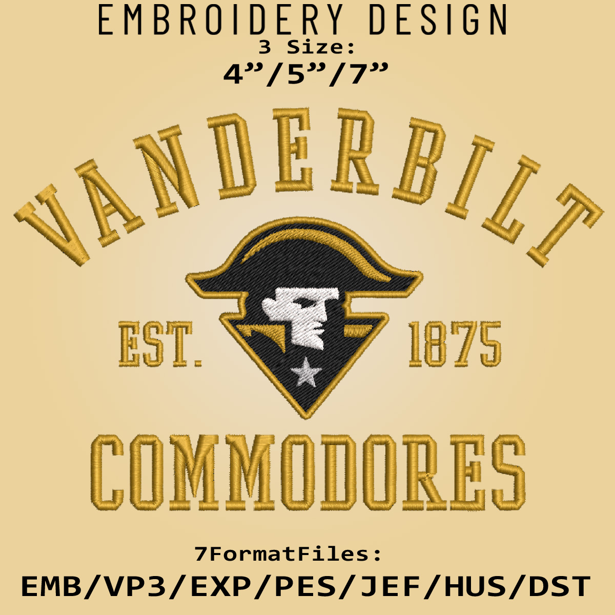 Vanderbilt Commodores embroidery design, NCAA Logo Embroider - Inspire ...