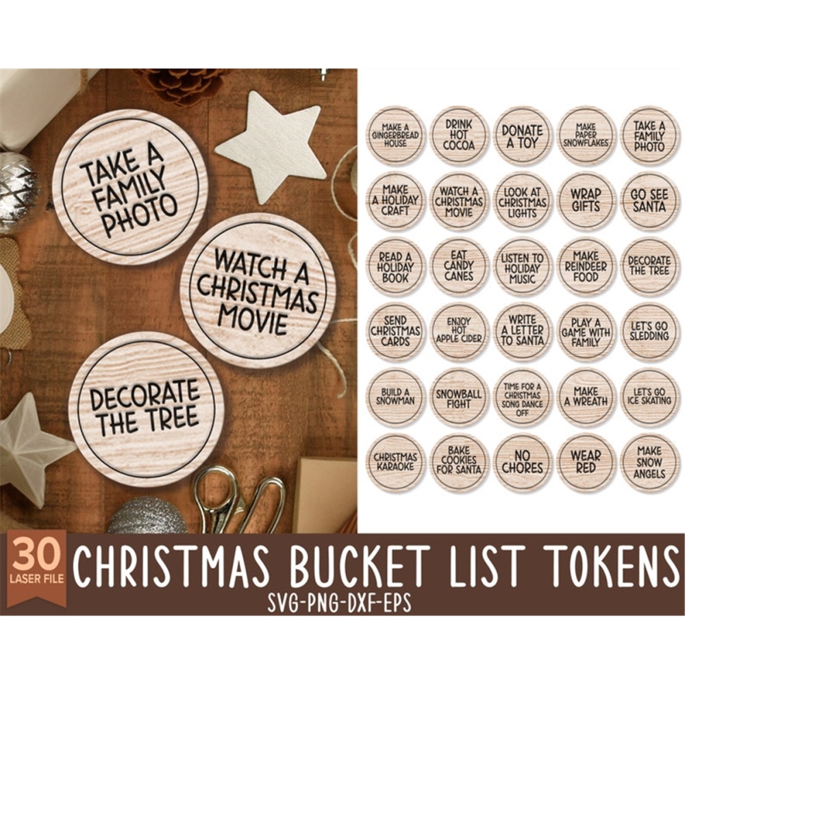 Christmas Bucket List Tokens SVG, Christmas Tokens Svg, Chri | Inspire ...