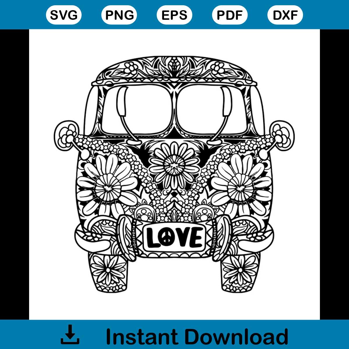 Mandala Van Svg, Vehicle Svg, Volksvagen Svg, Happy Van Svg, | Inspire ...