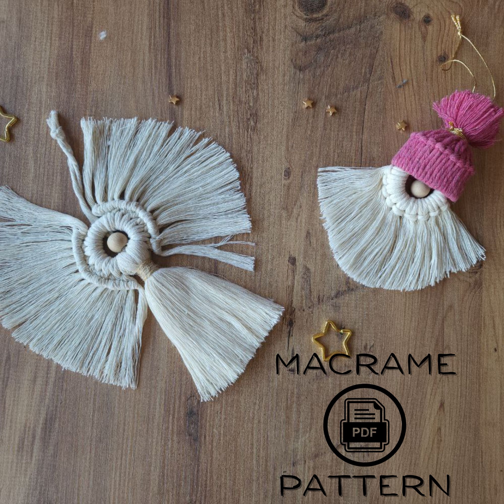 Macrame Angel pdf pattern, Santa macrame, set 2 patterns, Ea - Inspire ...
