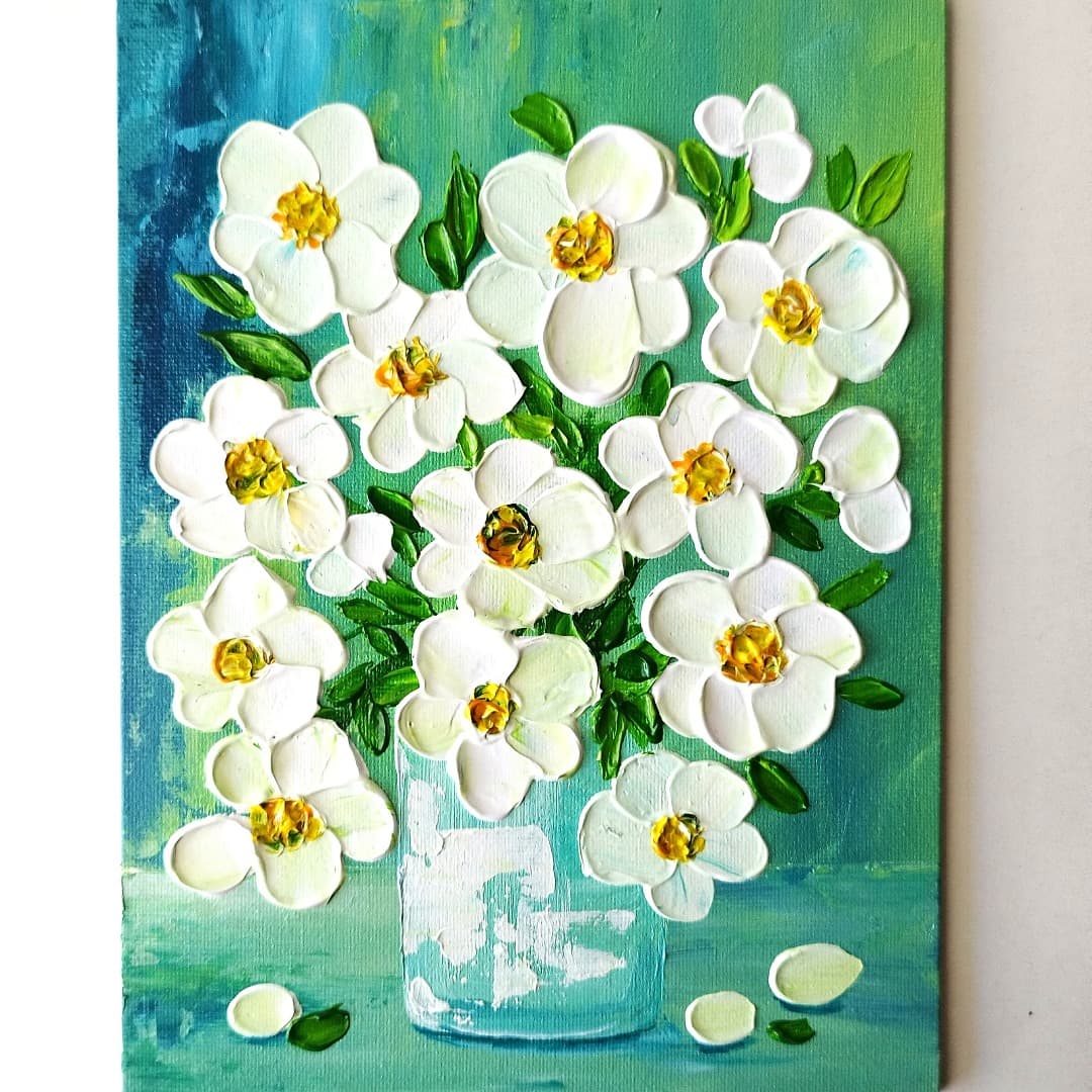 Textured Acrylic Bouquet Painting - Unique Floral Art | Inspire Uplift