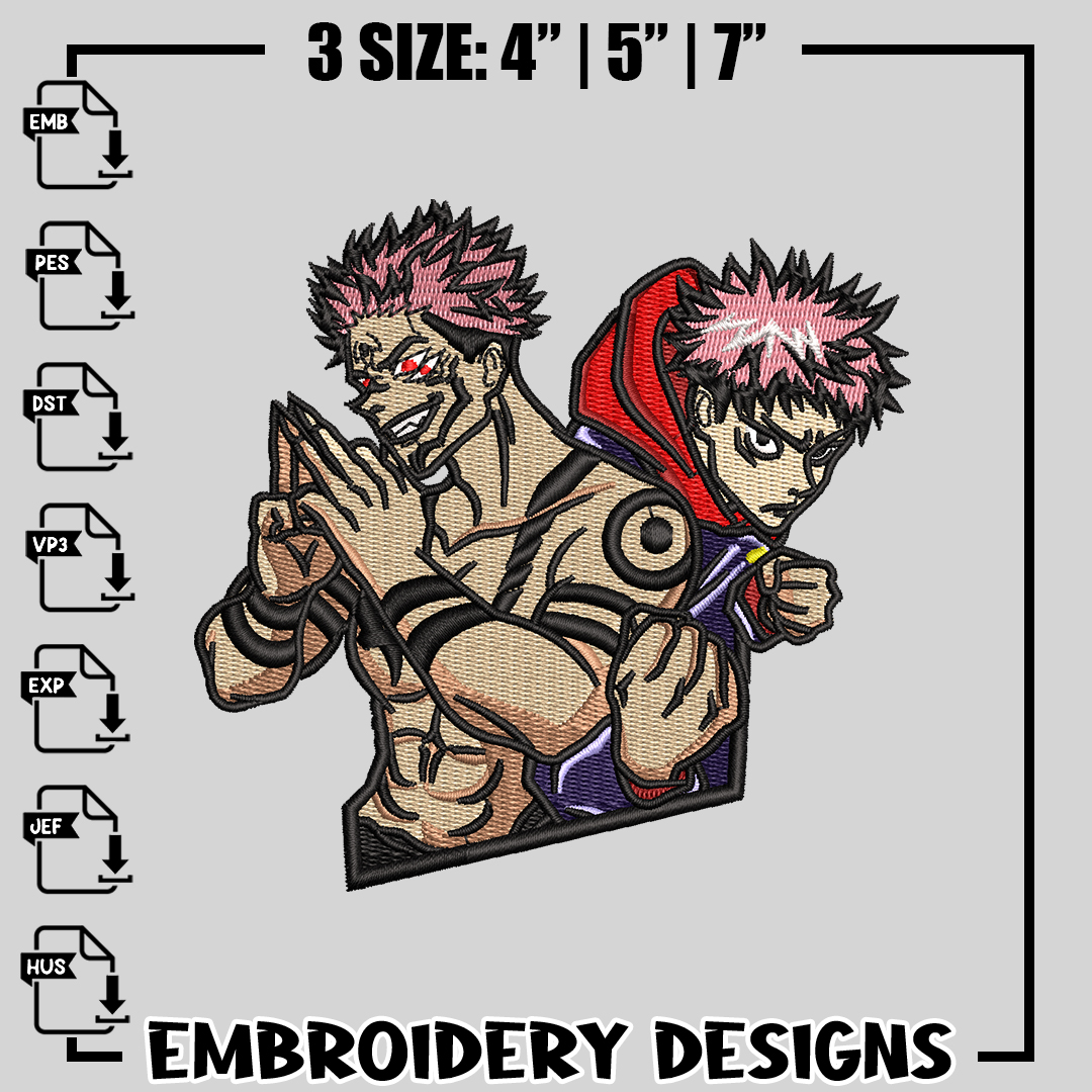 Sukuna vs Itado embroidery design, Kimetsu no Yaiba embroide | Inspire ...