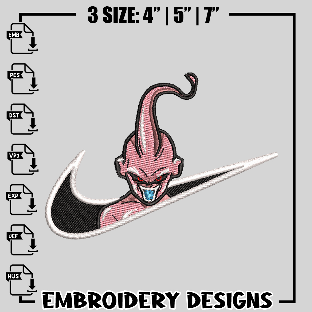 Majin Boo nike embroidery design, dragon ball embroidery, an | Inspire ...