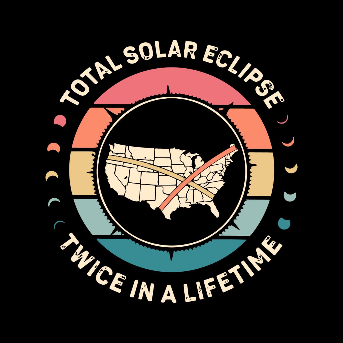 Vintage Total Solar Eclipse USA Map SVG | Inspire Uplift