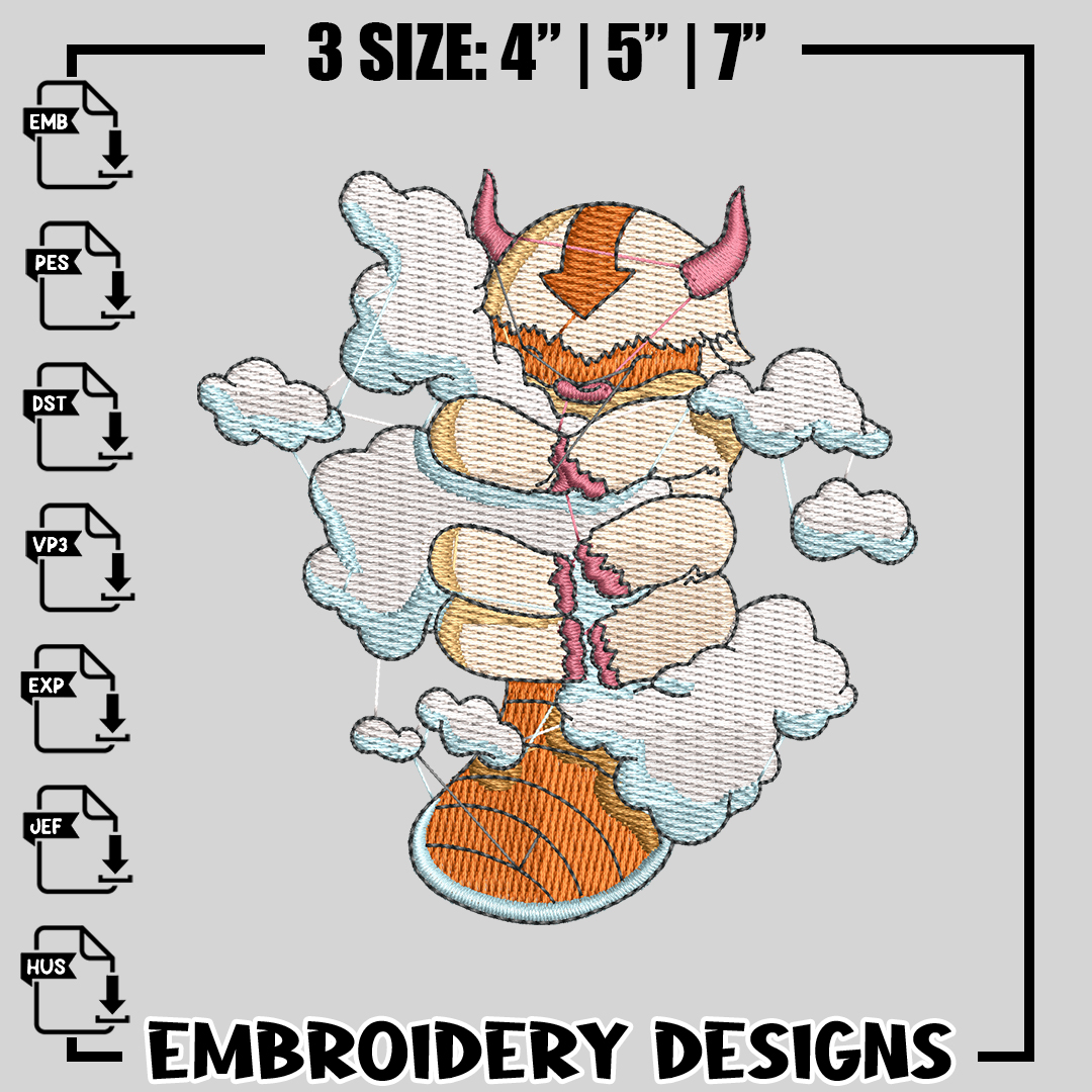 Appa Cloud embroidery design, Appa Cloud embroidery, anime d | Inspire ...