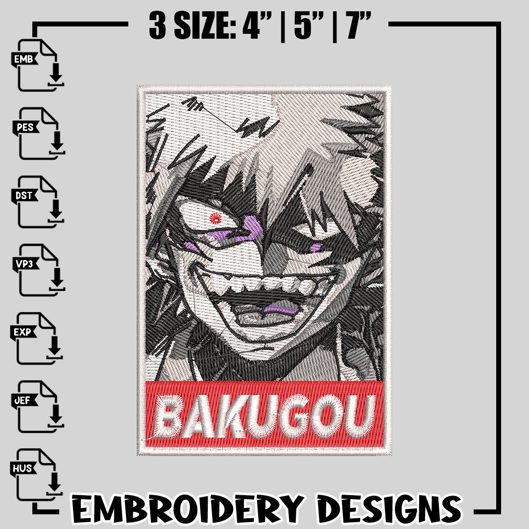 Bakugou embroidery design, my hero academia embroidery, anim | Inspire ...