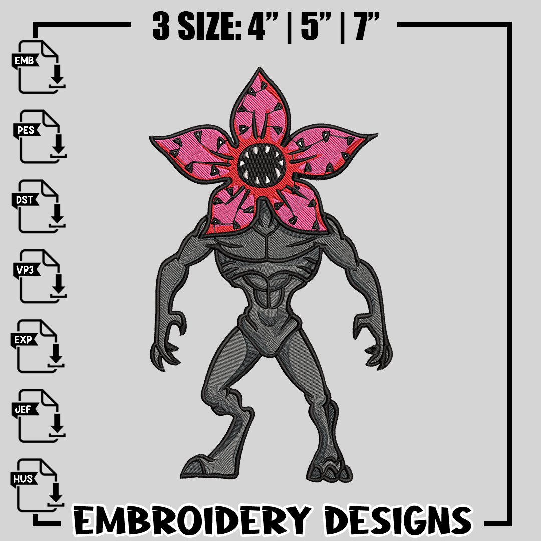 Demogorgon embroidery design, Stranger Things embroidery, mo | Inspire ...