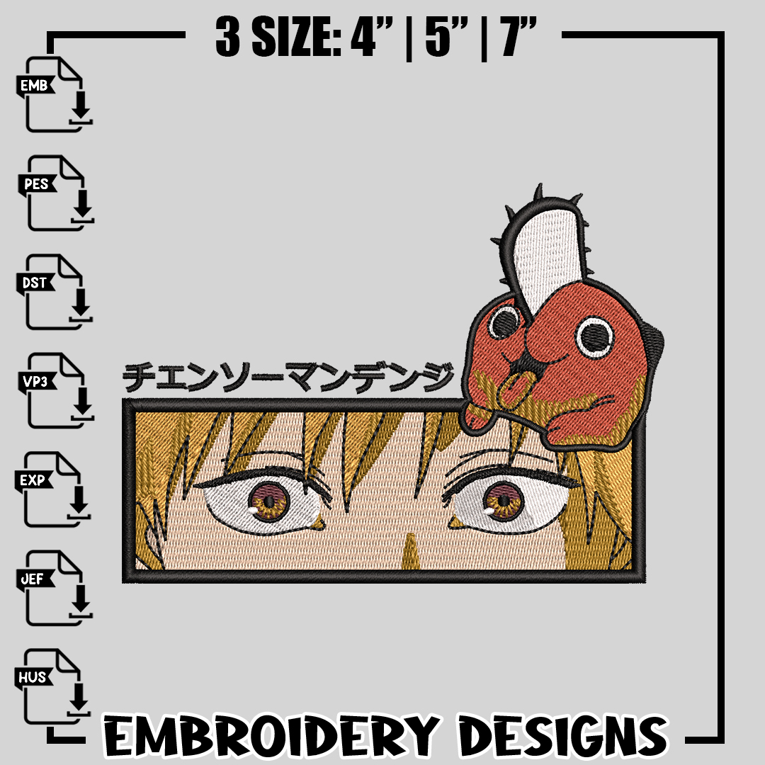 Denji Eyes embroidery design, Chainsaw Man embroidery, anime | Inspire ...