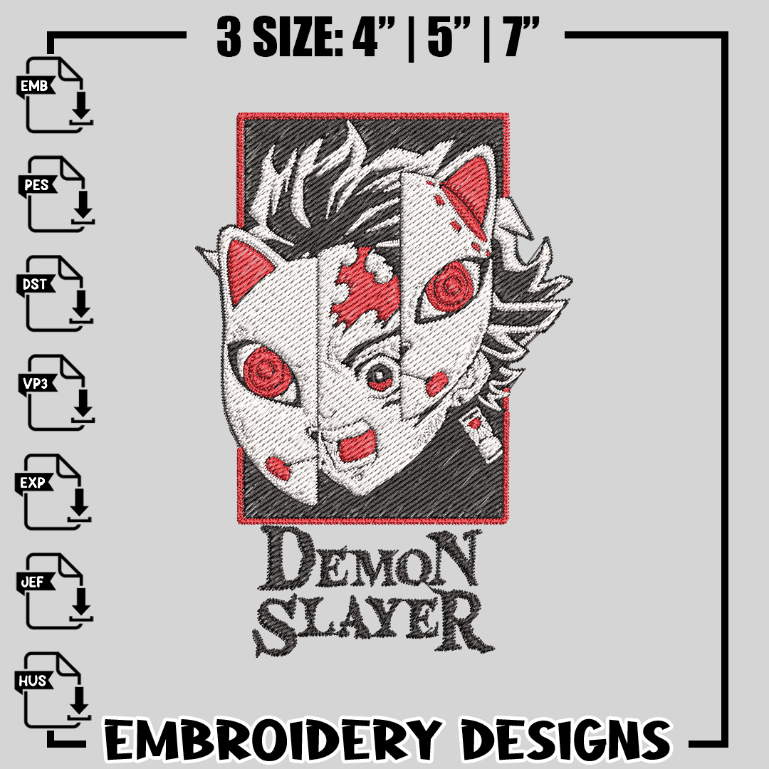 Tanjiro mask embroidery design, Kimetsu no Yaiba embroidery, | Inspire ...