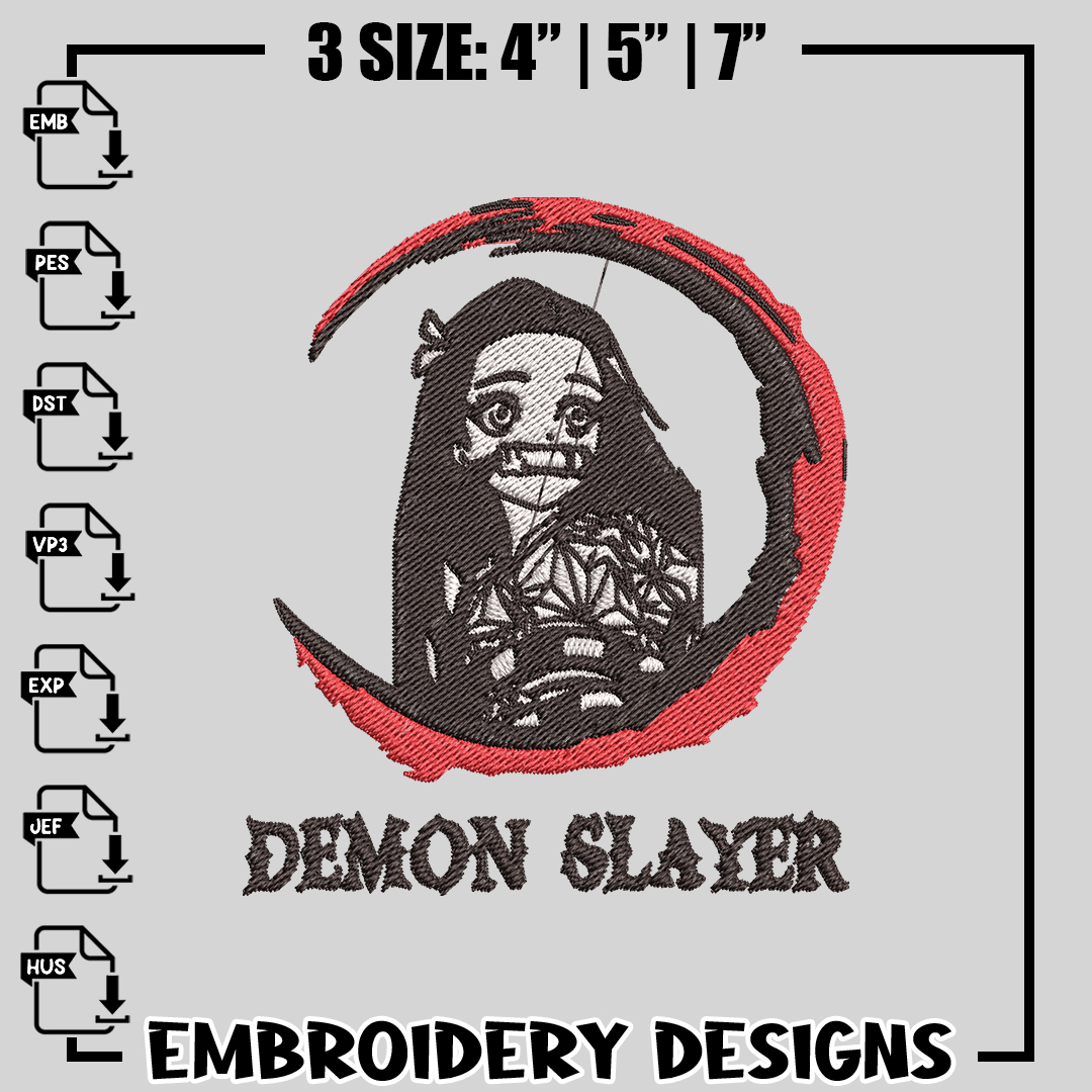 Nezuko Moon Embroidery Design Kimetsu No Yaiba Embroidery Inspire Uplift