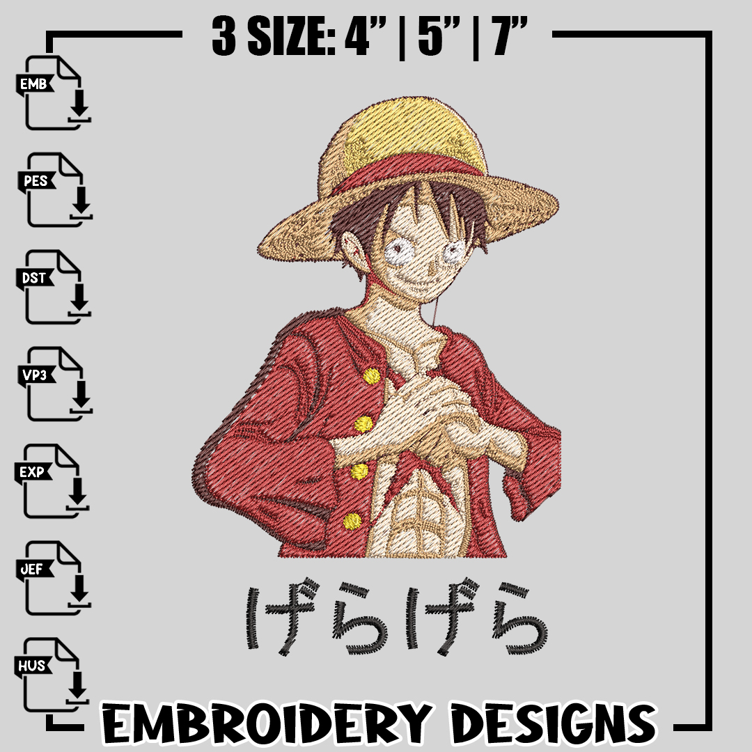 Monkey D. Luffy embroidery design, One Piece embroidery, ani | Inspire ...