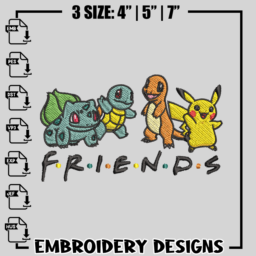 Pokemon Friends embroidery design, Pokemon embroidery, anime | Inspire ...