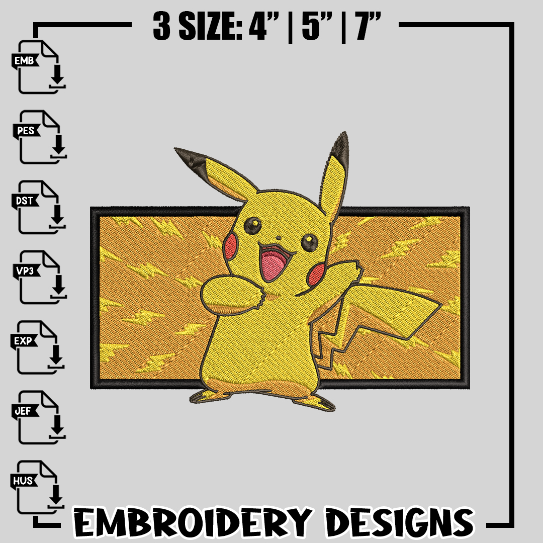 Pikachu pokemon embroidery design, Pokemon embroidery, anime | Inspire ...