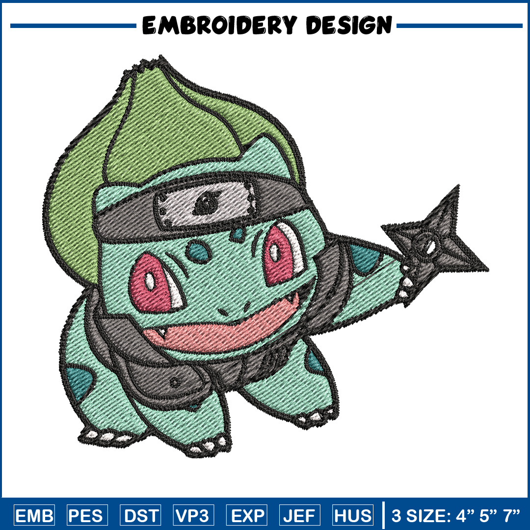 Bulbasaur ninja embroidery design, Pokemon embroidery, Anime | Inspire ...