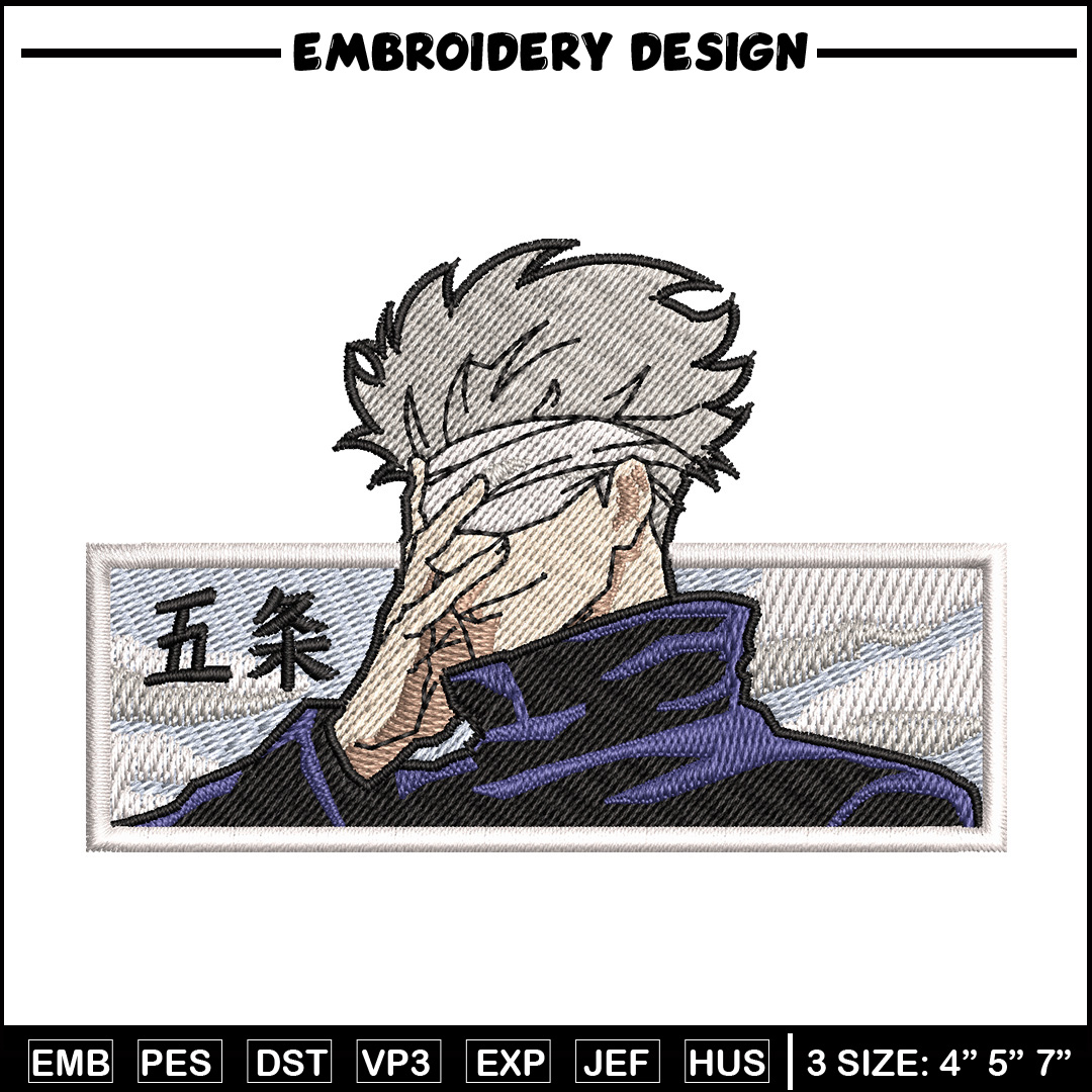 Gojo white embroidery design, Jujutsu embroidery, Anime desi - Inspire ...