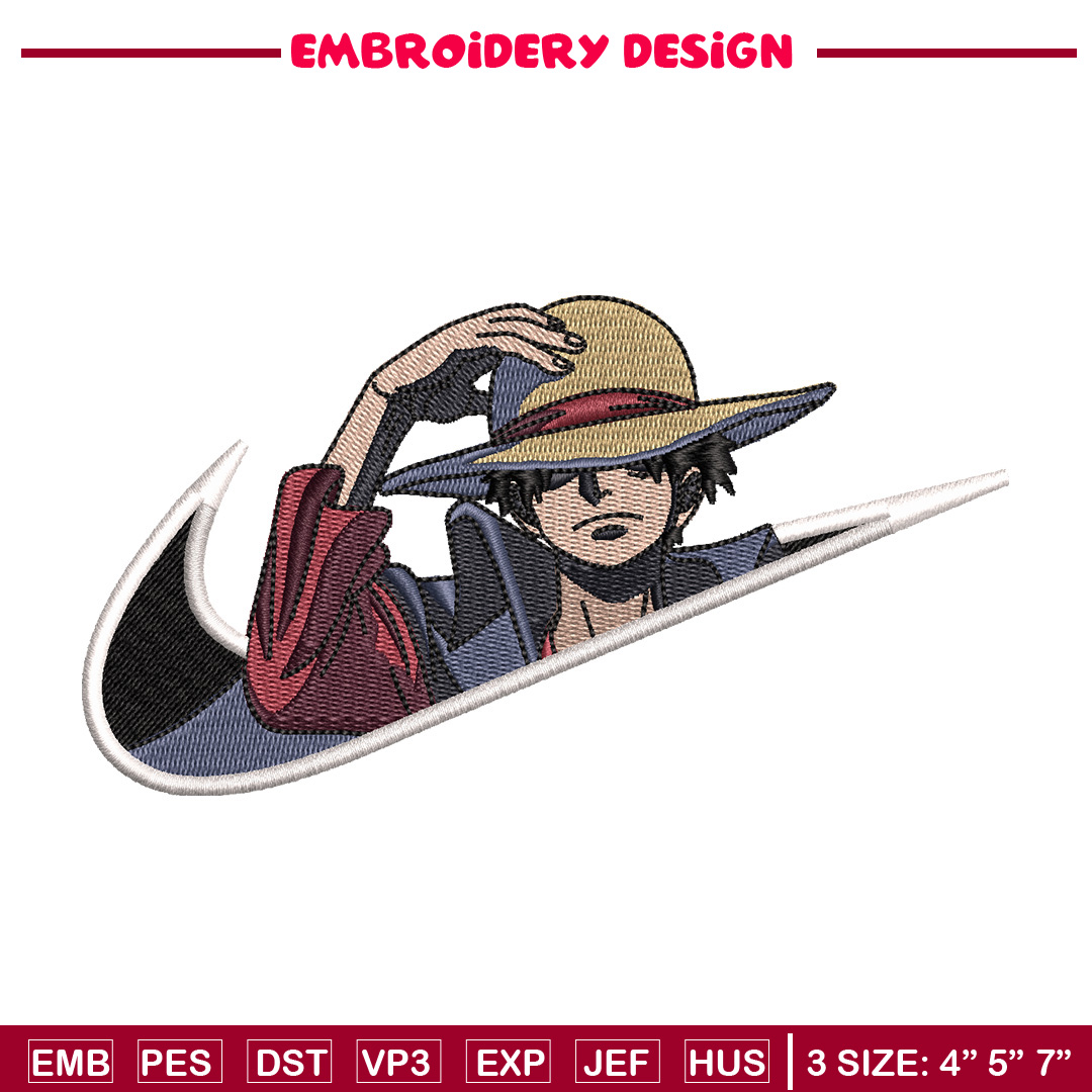 Luffy swoosh embroidery design, One piece embroidery, Nike d | Inspire ...