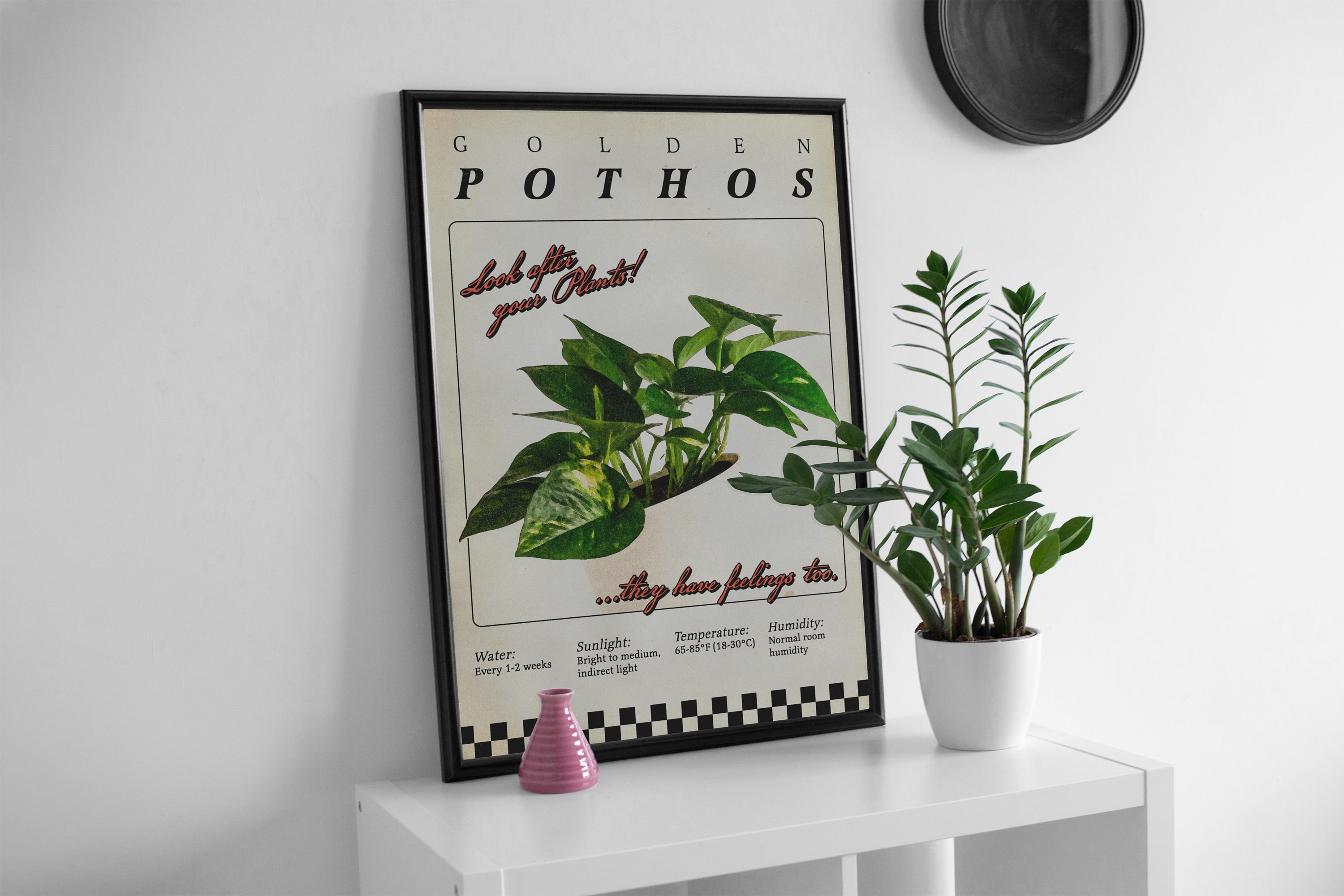 Golden Pothos Wall Art Vintage Poster Plant Care Boho | Inspire Uplift