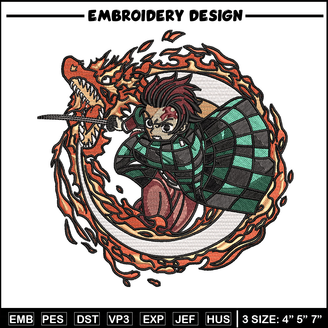 Tanjiro fire embroidery design, Tanjiro embroidery, Anime de | Inspire ...