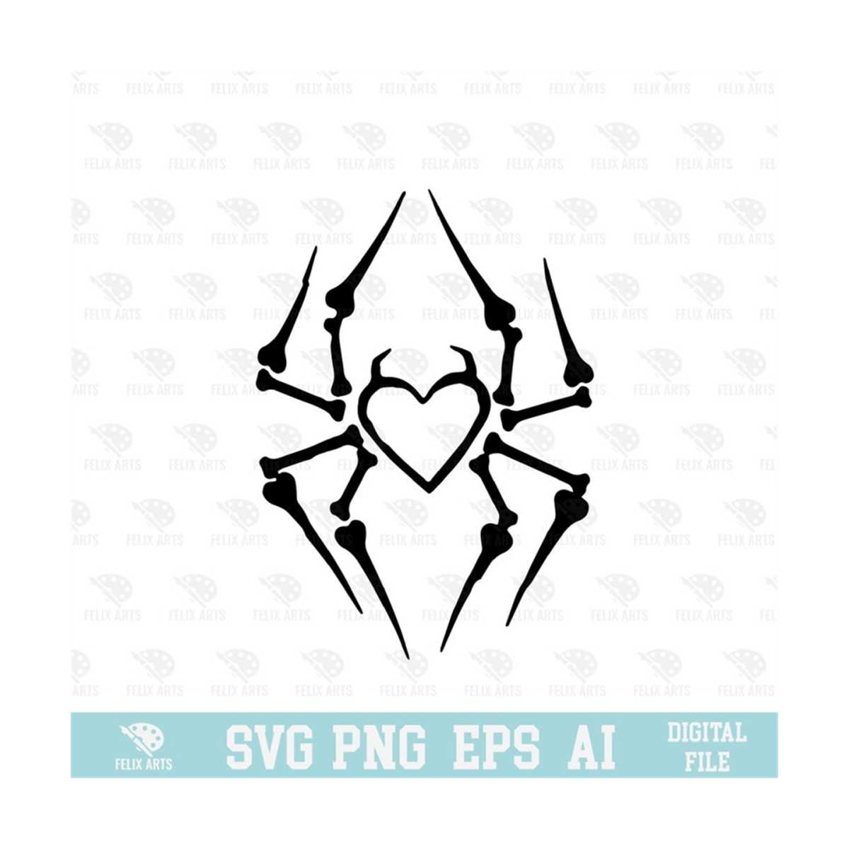 Spider Skeleton Heart SVG, EPS, PNG, Circuit Files, For T-sh | Inspire ...