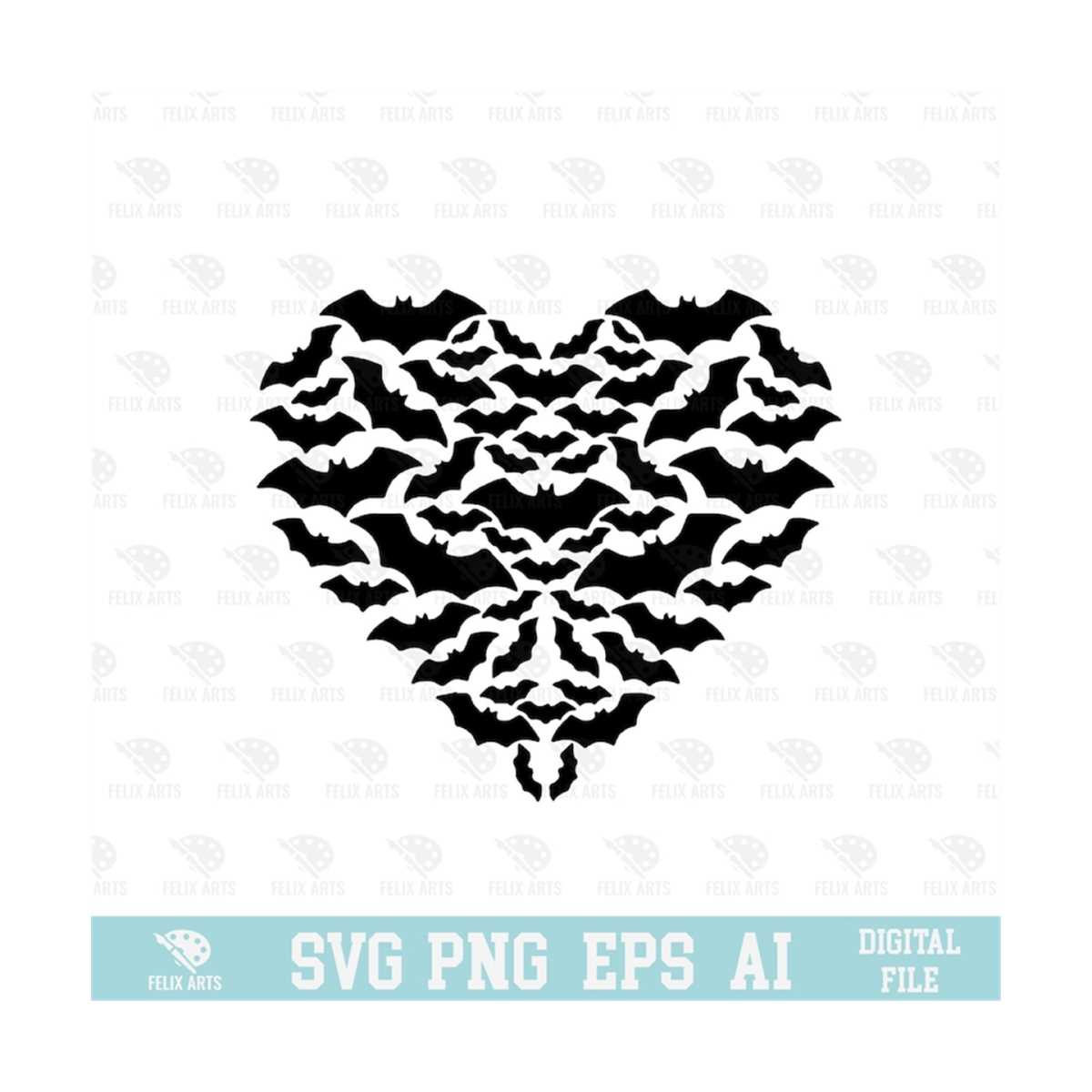 Heart Shaped Bats SVG, EPS, PNG, Circuit Files, For T-shirt | Inspire ...
