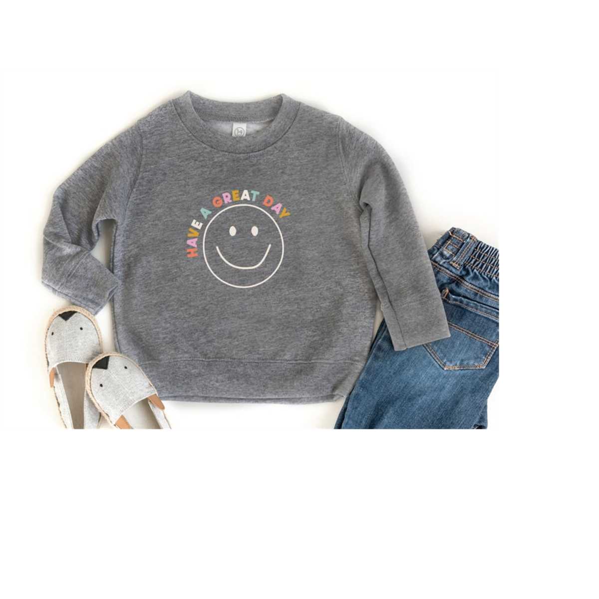 Youth Happy Face Sweatshirt, Girls boys Smiley Face Fleece, | Inspire ...