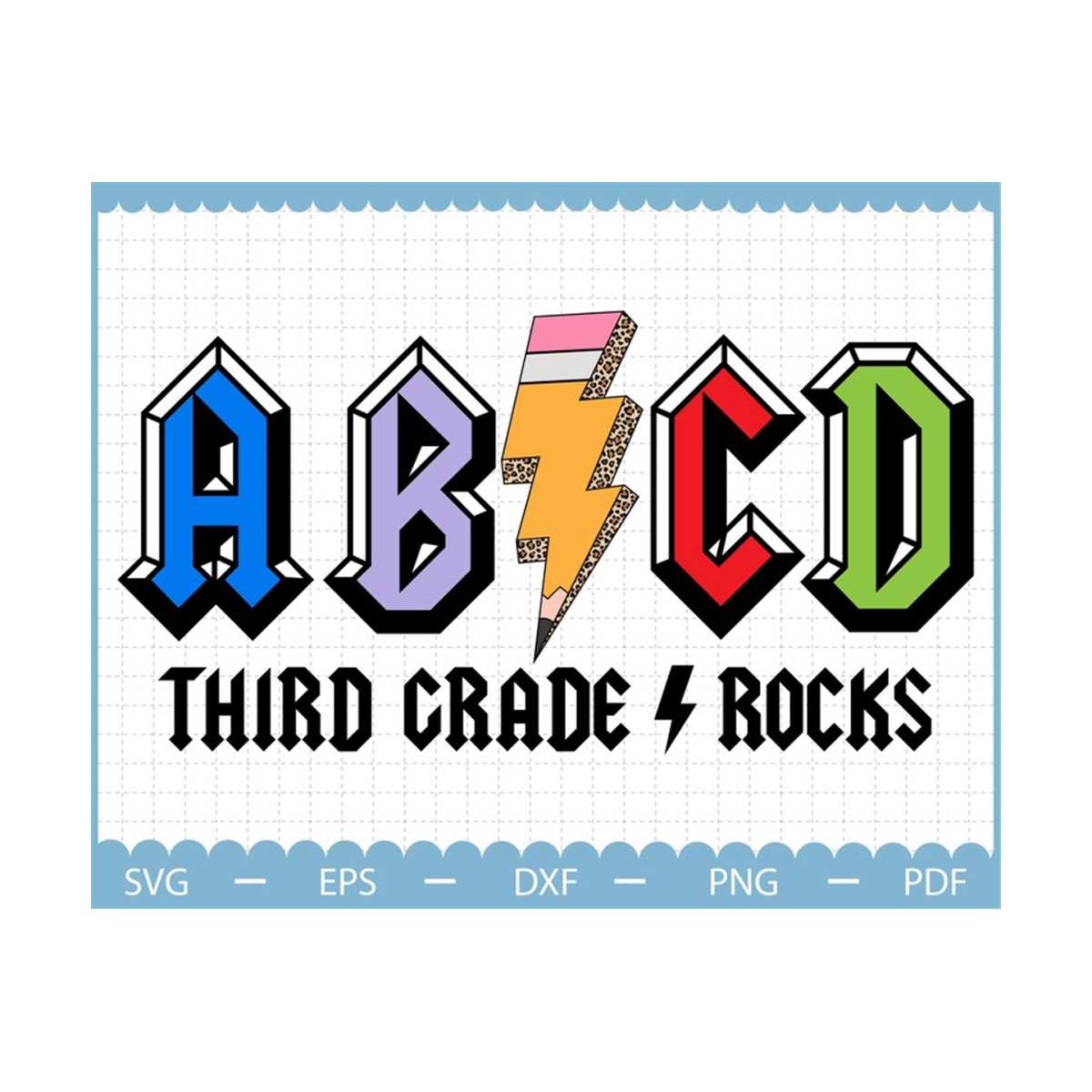 ABCD Rock N Roll Teacher Svg, Third Grade Rock Svg, 3rd Grad | Inspire ...