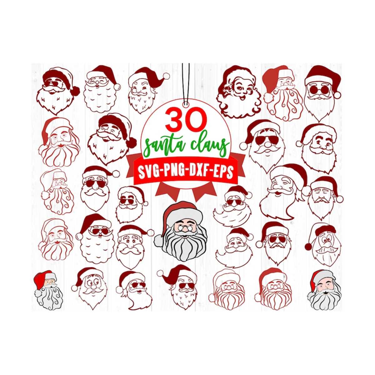 Santa Clause Svg Bundle,Santa Head Svg,Christmas Svg,Merry C | Inspire ...