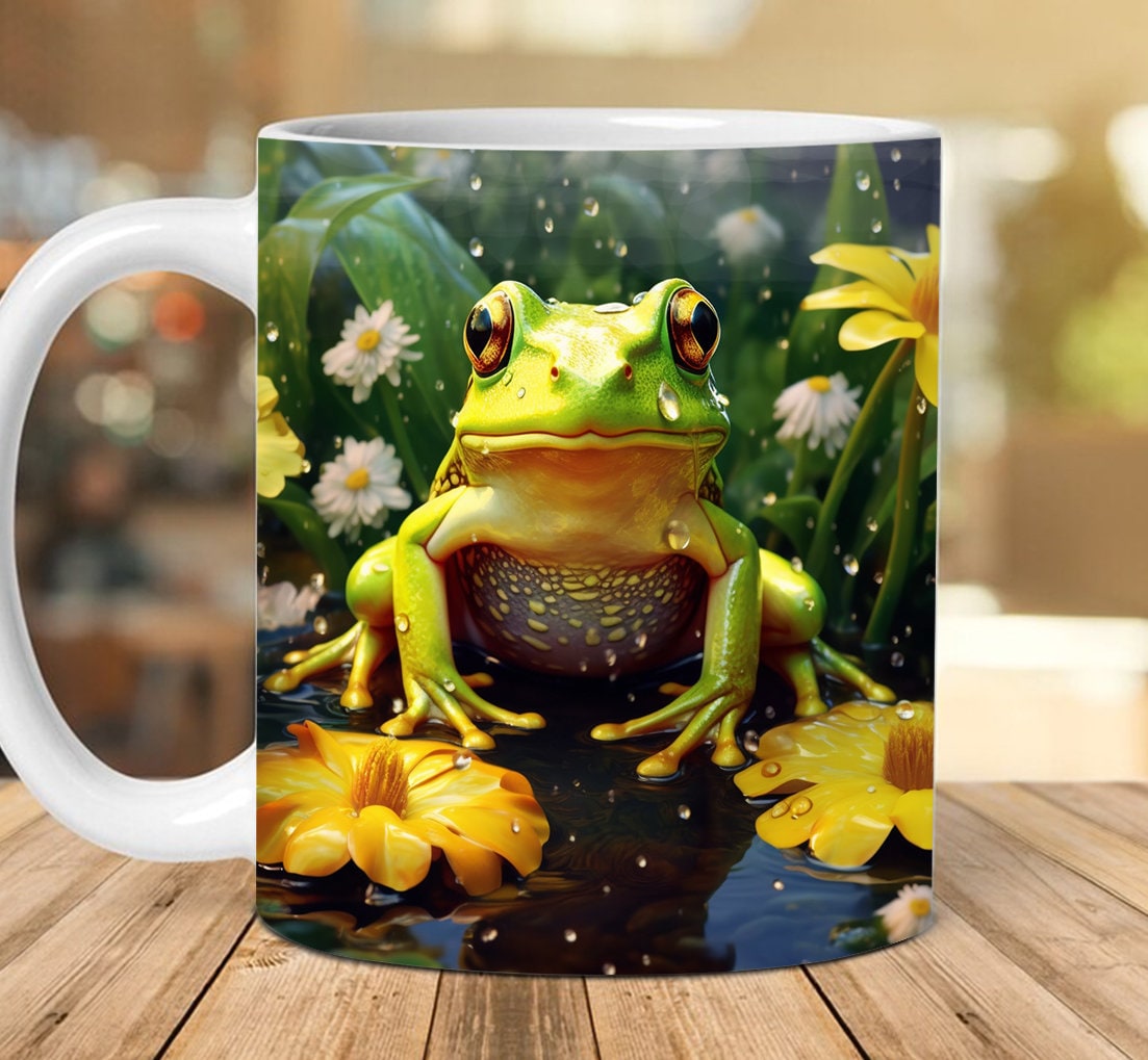 3D Frog Mug White Wild Flower Mug | Inspire Uplift