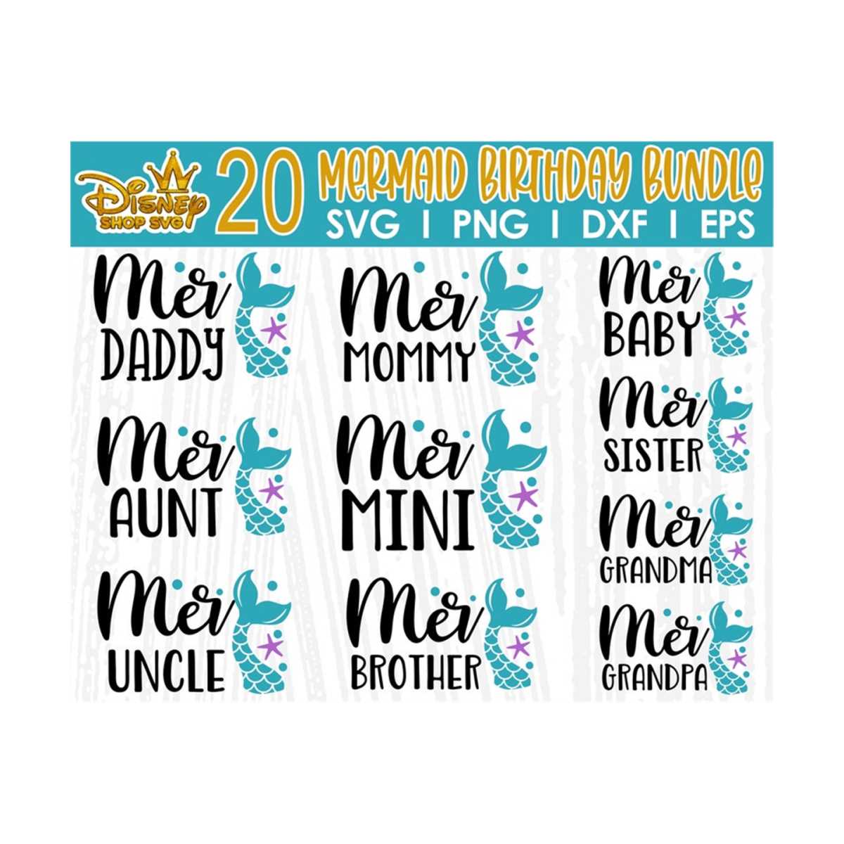 Mermaid Birthday Svg, Family Mermaid Birthday Svg, Bundle Me | Inspire ...