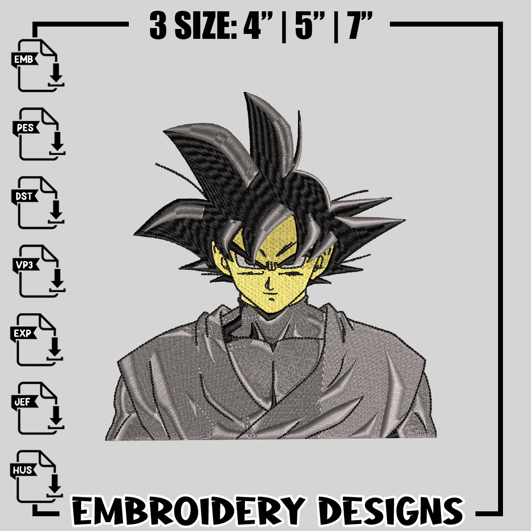 Goku Black embroidery design, dragon ball embroidery, anime - Inspire ...