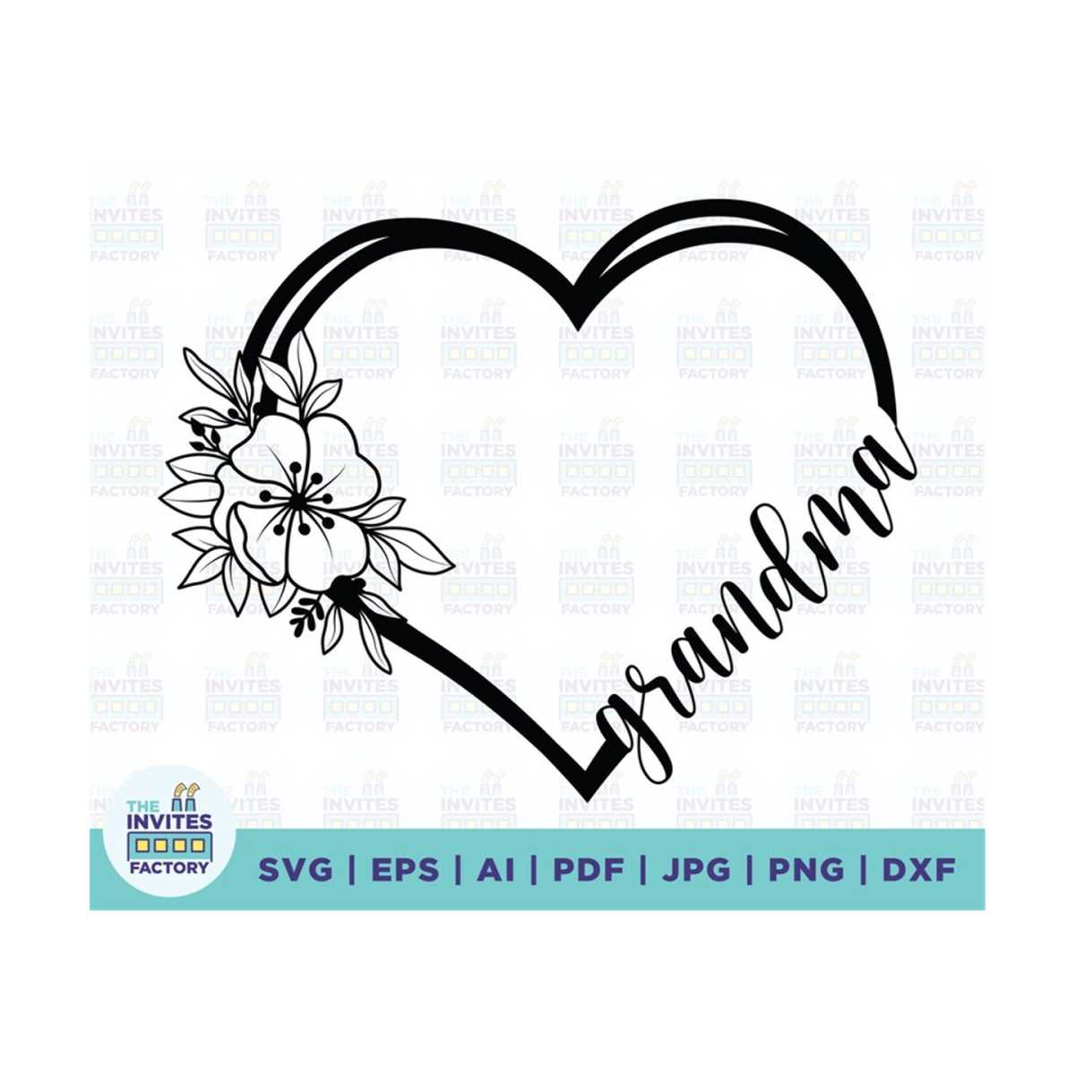 Grandma Flower Heart SVG, Instant Digital Download, grandma | Inspire ...