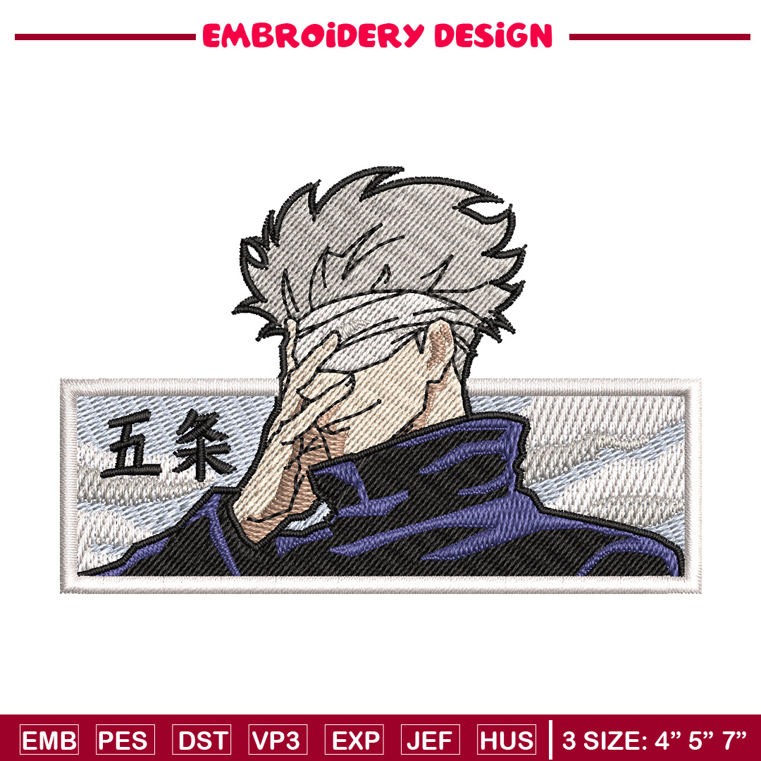 Gojo white embroidery design, Jujutsu embroidery, Anime desi | Inspire ...