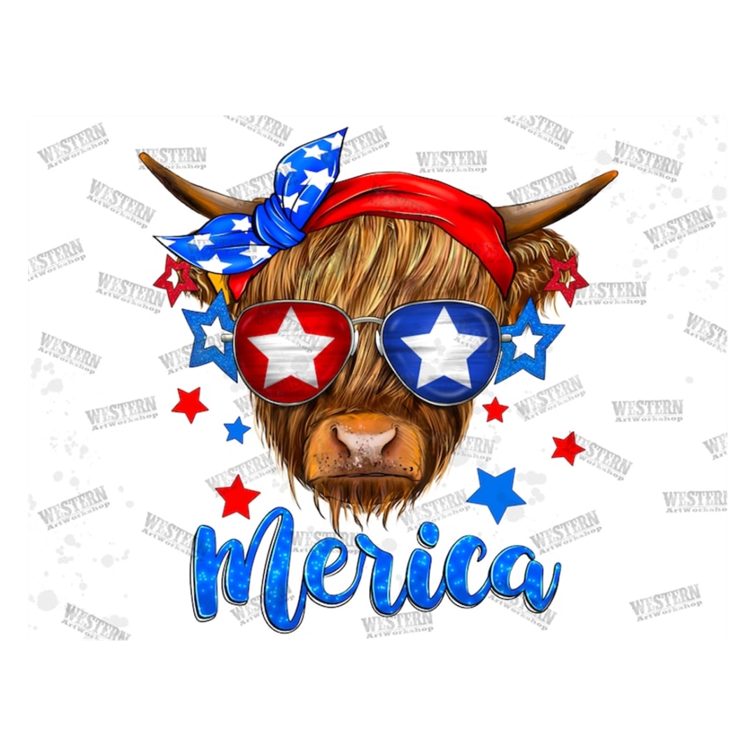 Highland Cow Merica Png Sublimation Design, Highland Cow ,4t | Inspire ...