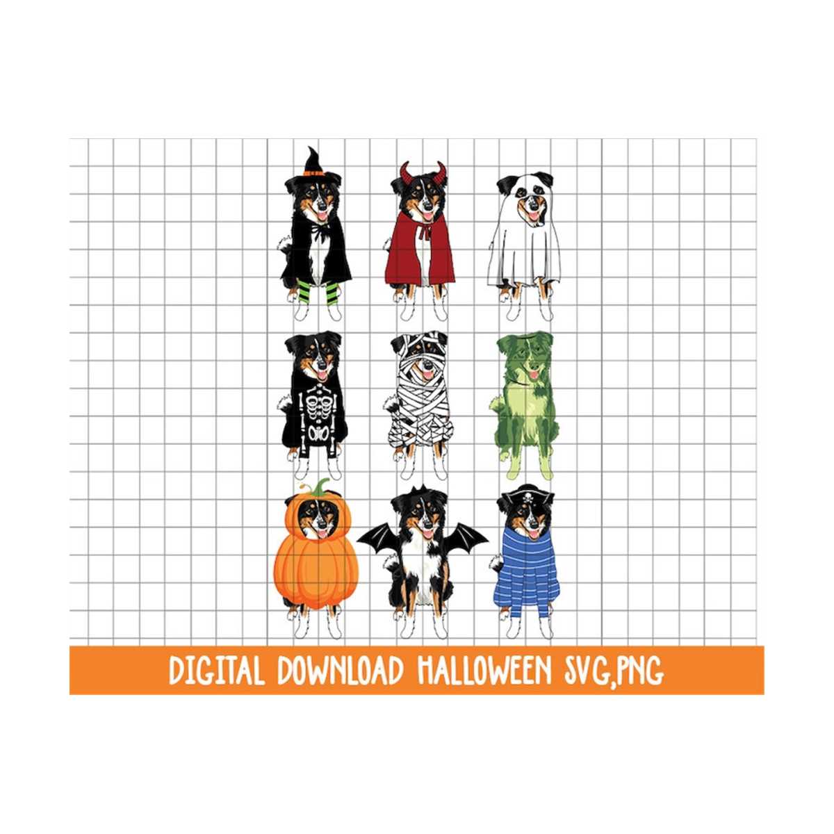 Australian Shepherds Dog halloween costume hand drawn design | Inspire ...