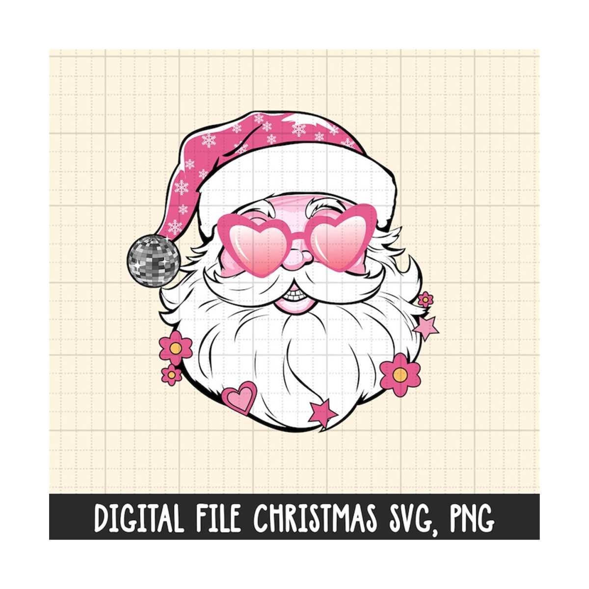 Disco Santa Claus Png,Svg, Pink Christmas png, Pink Santa Cl | Inspire ...