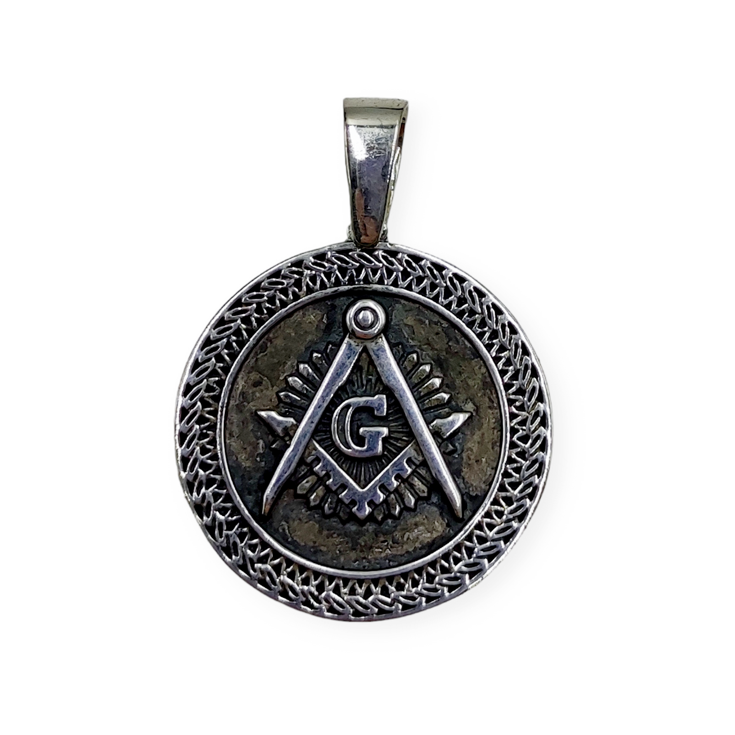 Pendant Freemason divider, square, letter G S60184G silver | Inspire Uplift