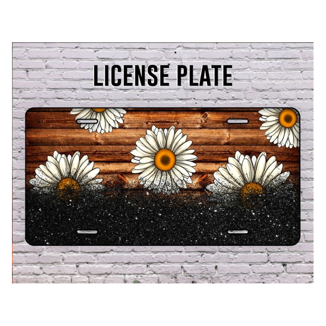 Daisy Black Glitter License Plate, Western License Plate Png | Inspire ...